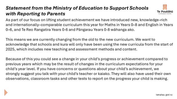 Reporting Changes at Ararira | Ararira Springs Primary School